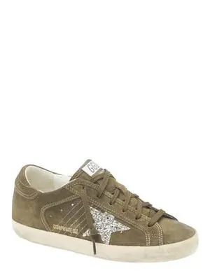 GOLDEN GOOSE Super-star Low-top Sneakers - Green/platinum