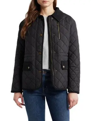 Lucky Brand Quilted Snap-front Jacket - Black