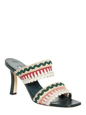 Manolo Blahnik Mabecomu Slide Sandal - Ivory Multi