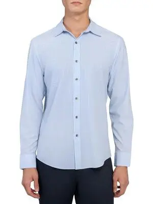 W.R.K Slim Fit Light Grid Check Performance Button-up Shirt - Blue