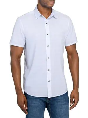 W.R.K Slim Fit Micro Geo Short Sleeve Performance Button-up Shirt - White