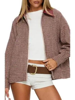 Princess Polly Collared Bomber Jacket - Red Multi