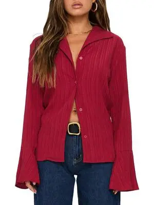 Princess Polly Beatris Bell Sleeve Shirt - Red