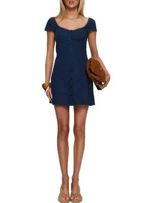 PRINCESS POLLY Marisella Scoop Neck Button-Up Minidress