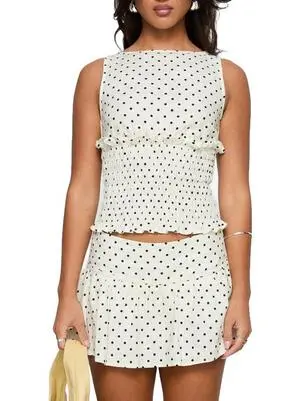 PRINCESS POLLY Roxee Polka Dot Smocked Tank