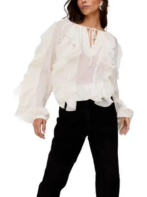LILY AND LIONEL All Over Ruffle Blouse - Natural