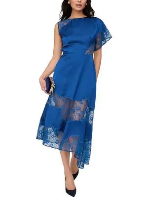 LILY AND LIONEL Selma Lace Insert Maxi Dress Navy