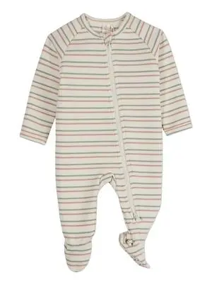 MINIMOI Cotton Rich 2-way Zipper Footie - Sage Green