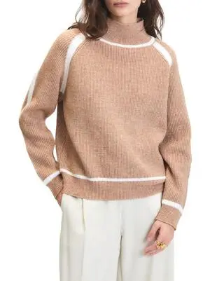 Deluc Shaker-stitch Turtleneck Sweater - Beige With Details In Ecru