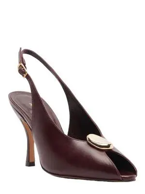 AREZZO Olivia Peep-Toe Slingback Pumps Dark Bordo