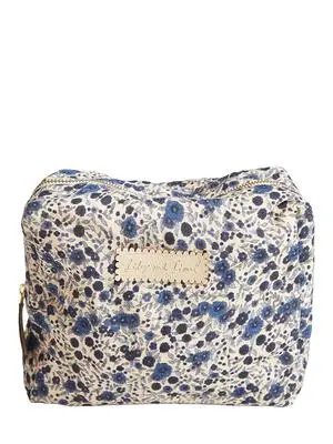 LILY AND LIONEL Linen Print Wash Bag - Navy
