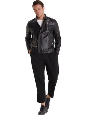 FURNIQ UK Leather Biker Jacket - Black