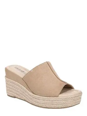 LIFESTRIDE Haute Espadrille Platform Wedge Slides - Biscotti Beige