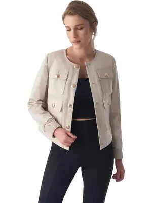FURNIQ UK Beatrice Leather Jacket - Beige