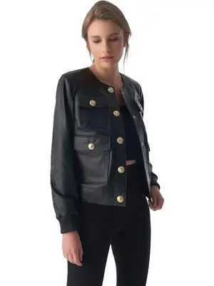 FURNIQ UK Beatrice Leather Jacket - Black