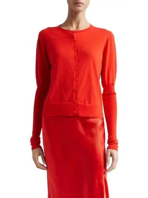 JASON WU Merino Wool Puff Sleeve Cardigan - Papaya