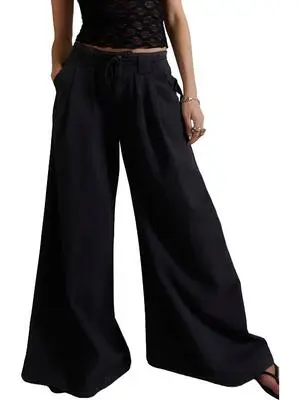 Free People Julien Wide Leg Chino Pants - Washed Black