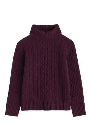 SEASALT CORNWALL Cable Turtleneck Merino Wool Sweater