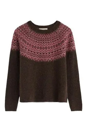 SEASALT CORNWALL Fair Isle Crewneck Sweater - Knit Hellebore Dark Rye Squash