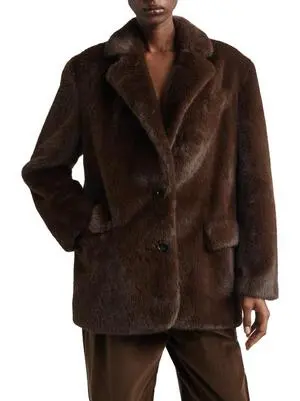 STAND STUDIO Emmie Faux Fur Jacket - Brown