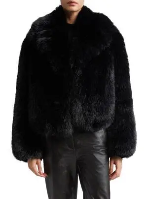 STAND STUDIO Samara Faux Fur Jacket - Black
