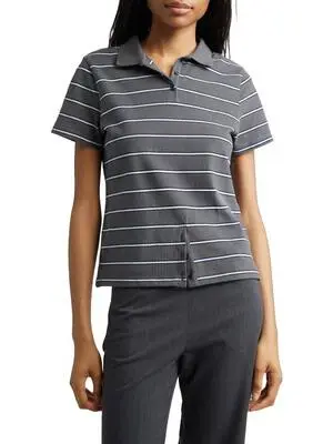 Paloma Wool Julieta Stripe Cotton Piqué Polo - Grey