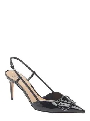Valentino Garavani Vlogo Pointed Toe Slingback Pumps - Black