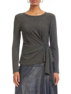 Fifteen Twenty Knit Top With Knot Detailing - Charcoal
