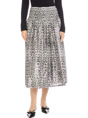 Fifteen Twenty Printed Smock Waist Midi Skirt - Leopard