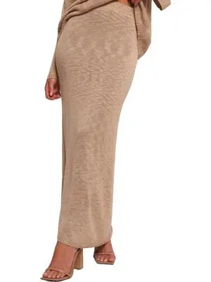 PETAL & PUP Indya Knit Maxi Skirt - Mocha