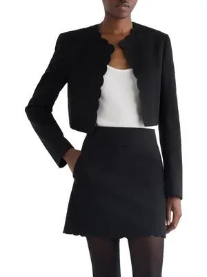 Chloé Scallop-edged Spencer Jacket - Black