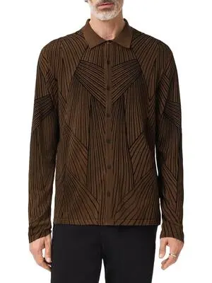 John Varvatos Dorian Knit Button-up Shirt - Dark Brown