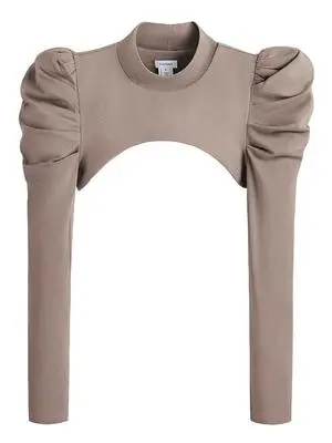 Cuyana French Terry Puff Sleevelette Top - Mushroom