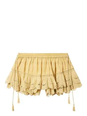 MARANT ETOILE Puria Floral Lace Skort - Light Ochre