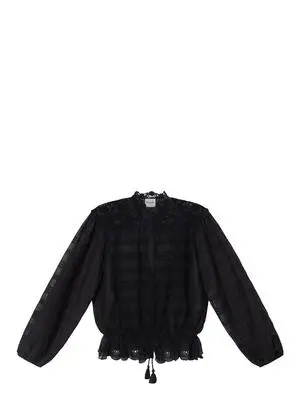 MARANT ETOILE Polly Floral Lace Blouse - Black