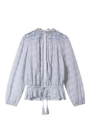 MARANT ETOILE Polly Floral Lace Blouse - Light Blue