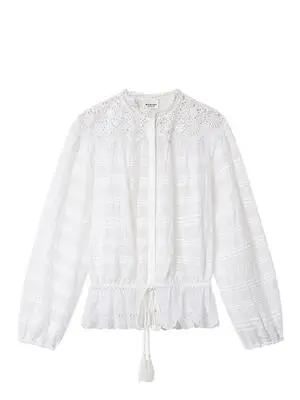 MARANT ETOILE Polly Floral Lace Blouse - White