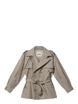 MARANT ETOILE Claya Striped Cotton Jacket - Beige/khaki