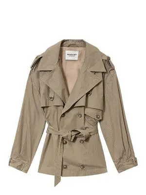 MARANT ETOILE Claya Striped Cotton Jacket - Beige/khaki