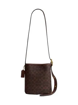COACH® Bleecker Bucket Bag 21 In Signature Canvas - Brass/maple