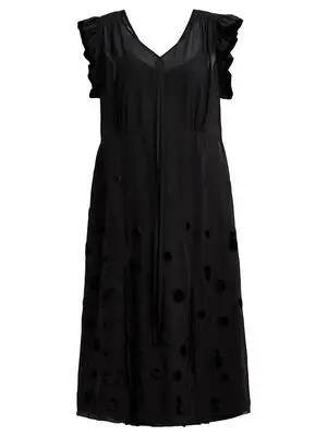 COACH V-neck Dress With Velvet Dots - Black