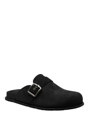 COACH Suede Buckle Clog - Black