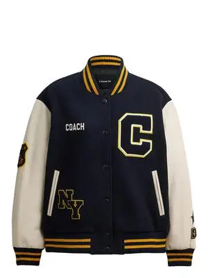 COACH Wool Varsity Jacket - Navy Blue