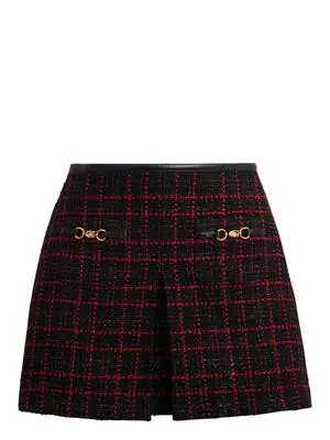COACH Sculpted C Tweed Mini Skirt - Red/black