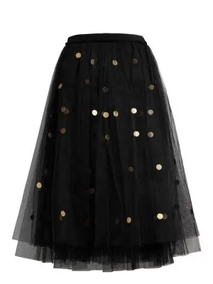 COACH Sequin Paillette Tulle Maxi Skirt - Black