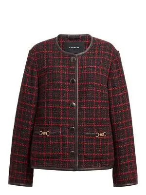 COACH Sculpted C Tweed Jacket - Red/black