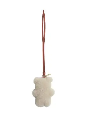 COACH® Bear Puffy Bag Charm In Shearling - Brass/beige