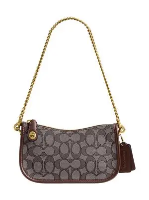 COACH® Swinger 20 Bag With Chain In Signature Jacquard - Brass/oak Maple