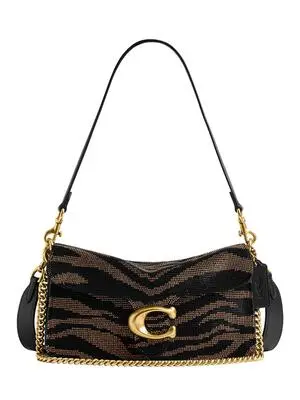 Coach Tabby Shoulder Bag 26 With Beaded Tiger - Brass/black