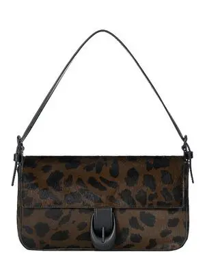 Staud Harlow Leopard Print Calf Hair Shoulder Bag Leopard
